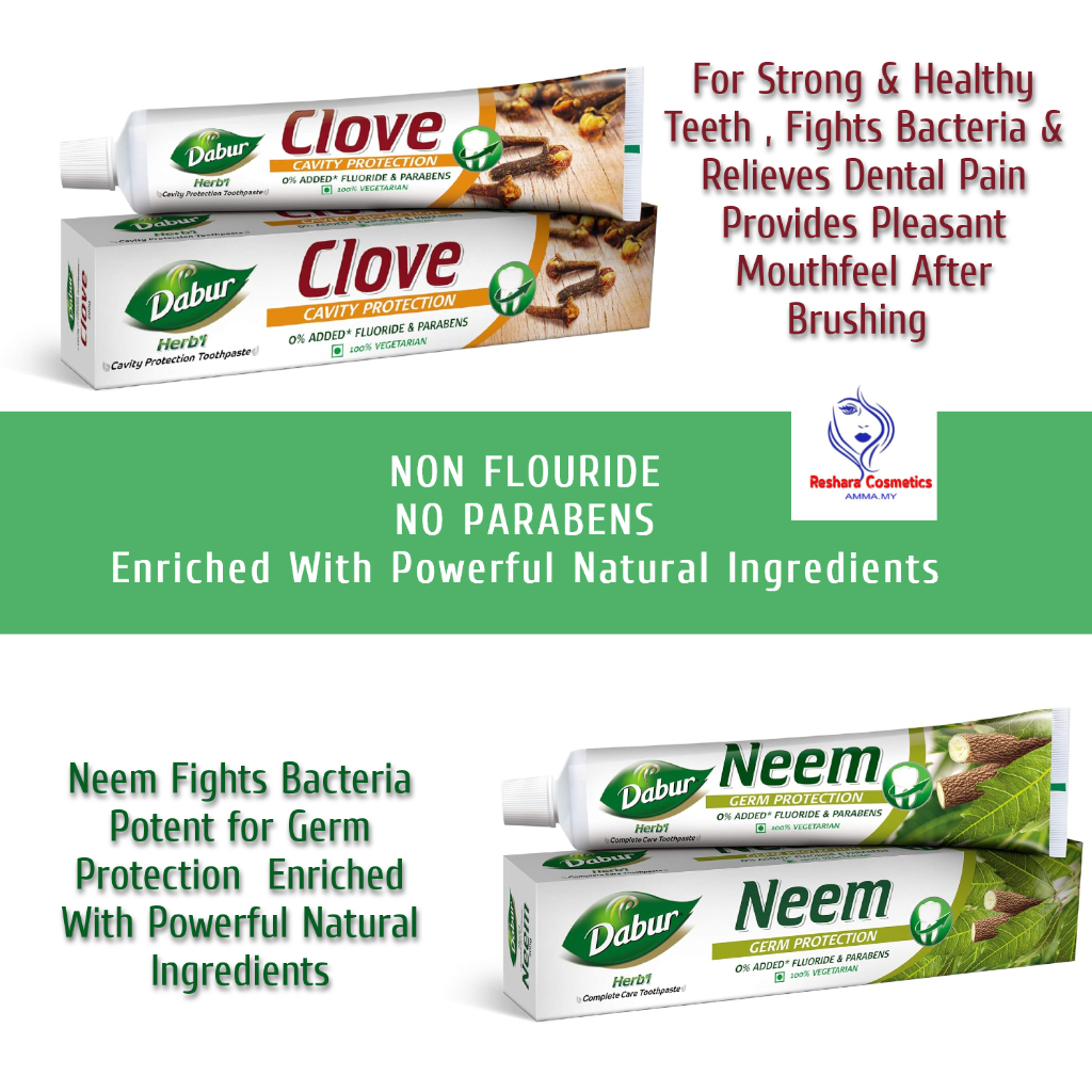 Dabur Herbal Toothpaste Neem Germ Protection Clove Cavity 200g 150g ...