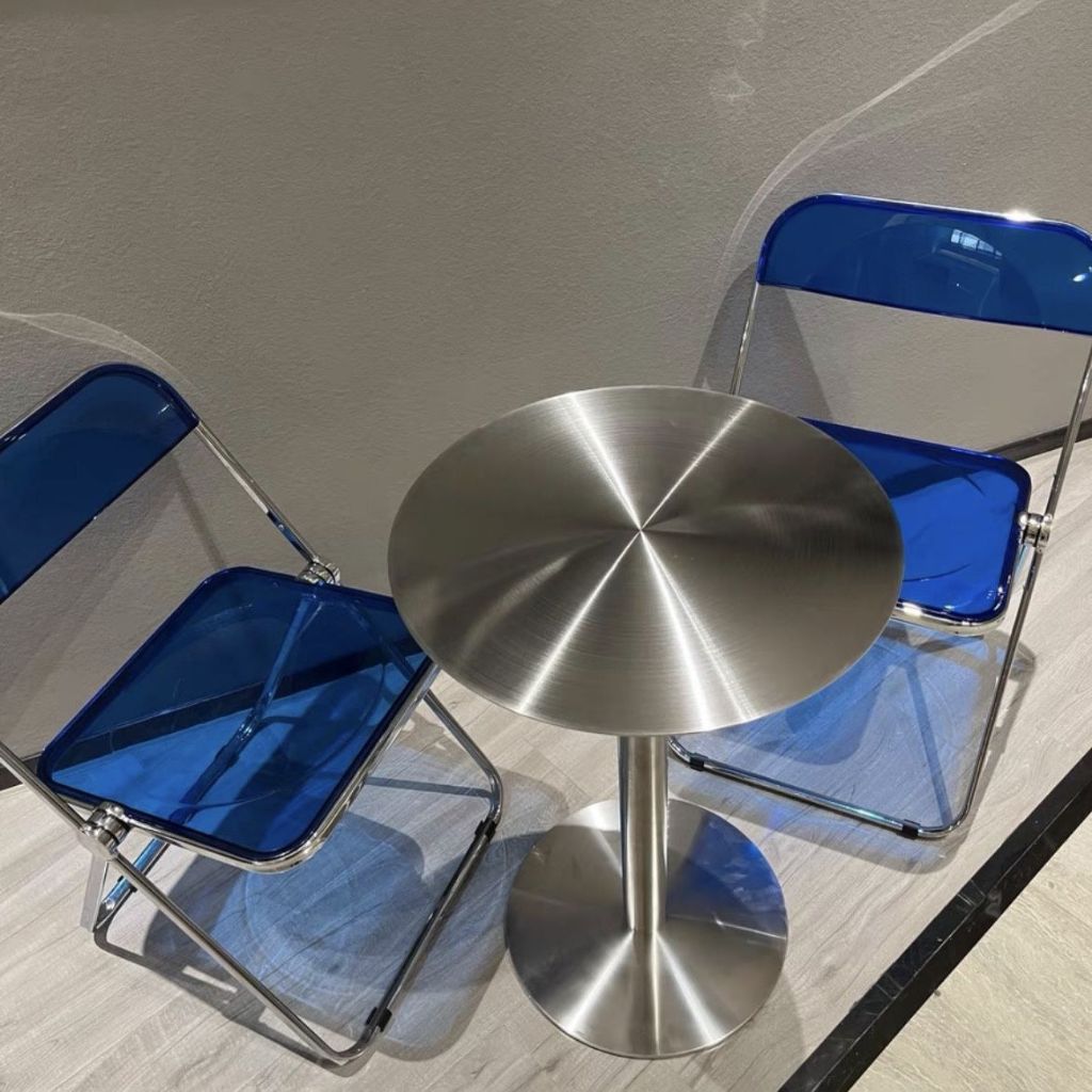 Industrial Style Stainless Steel Coffee Table Wrought Iron Round Table ...