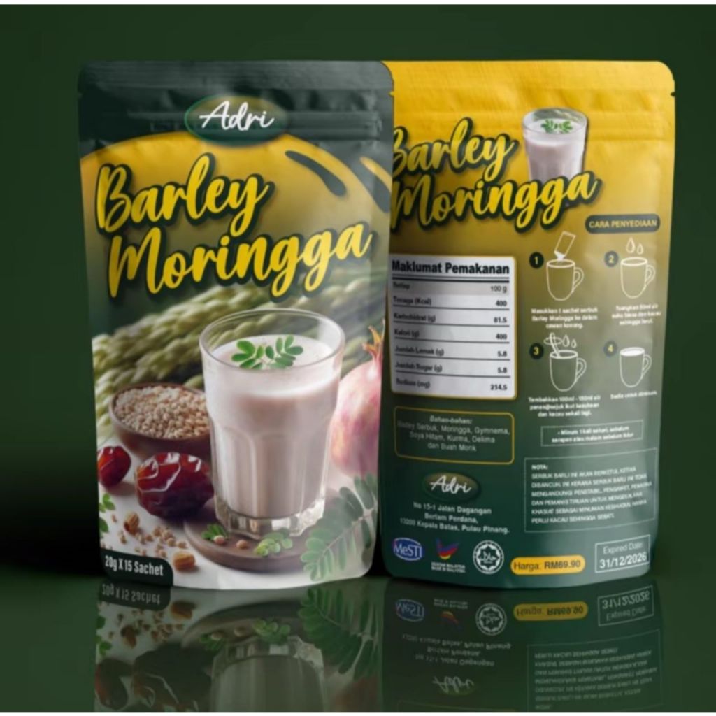 BARLEY ADRI MINUMAN BARLEY DENGAN EKSTRAK DAUN MORINGA, GYMNEMA, SOYA ...