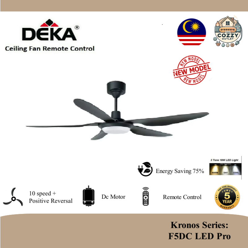 DEKA 10-Speed Remote-Controlled Ceiling Fan (Model: F5DCLED Pro) Kipas ...