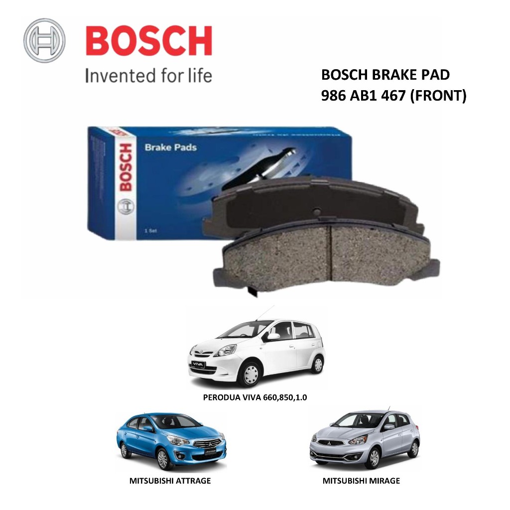 BOSCH BRAKE PAD-PERODUA VIVA 660,850,1.0/MIT.MIRAGE/ATTRAGE (986 AB1 ...