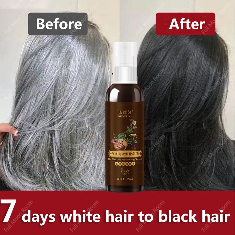 Serum rambut hitam black hair spray black hair shampoo 100ml White hair ...