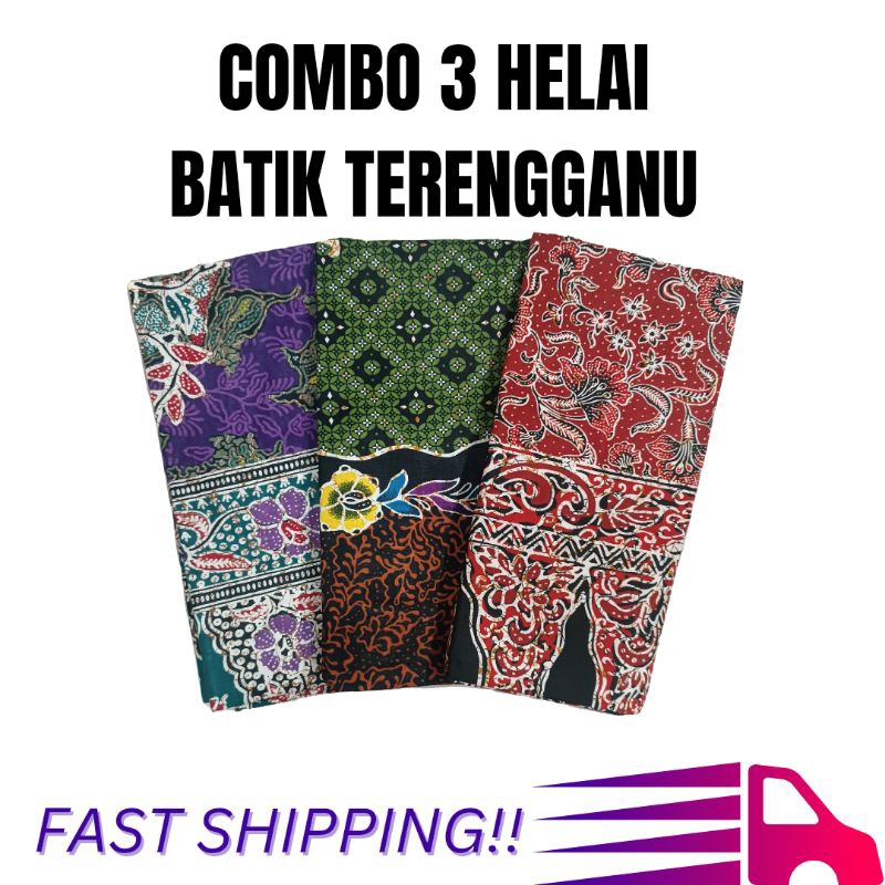 COMBO 3 HELAI KAIN BATIK TERENGGANU ASLI 💯% COTTON SERAP AIR | Shopee ...