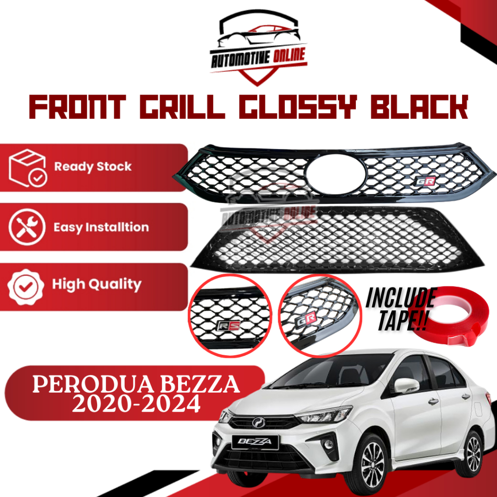 Perodua Bezza 2021-2024 Front Grill Glossy Black (Mini Cooper Style) RS ...