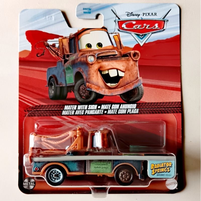 DISNEY PIXAR CARS Mater With Radiator Springs Racing Team Sign Diecast ...
