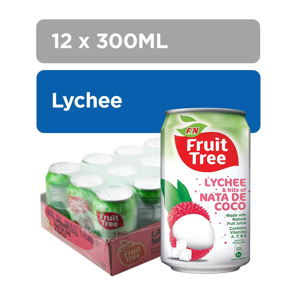 F&N FRUIT TREE LYCHEE FRUIT DRINK WITH NATA DE COCO 300ML X 12 CANS (1 ...