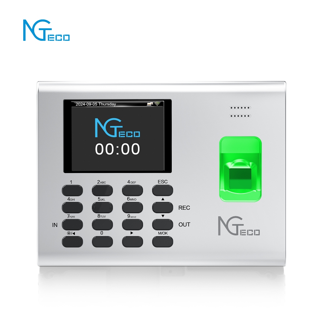 NGTeco Biometrics Fingerprint Time Attendance Machine Built-in Battery ...