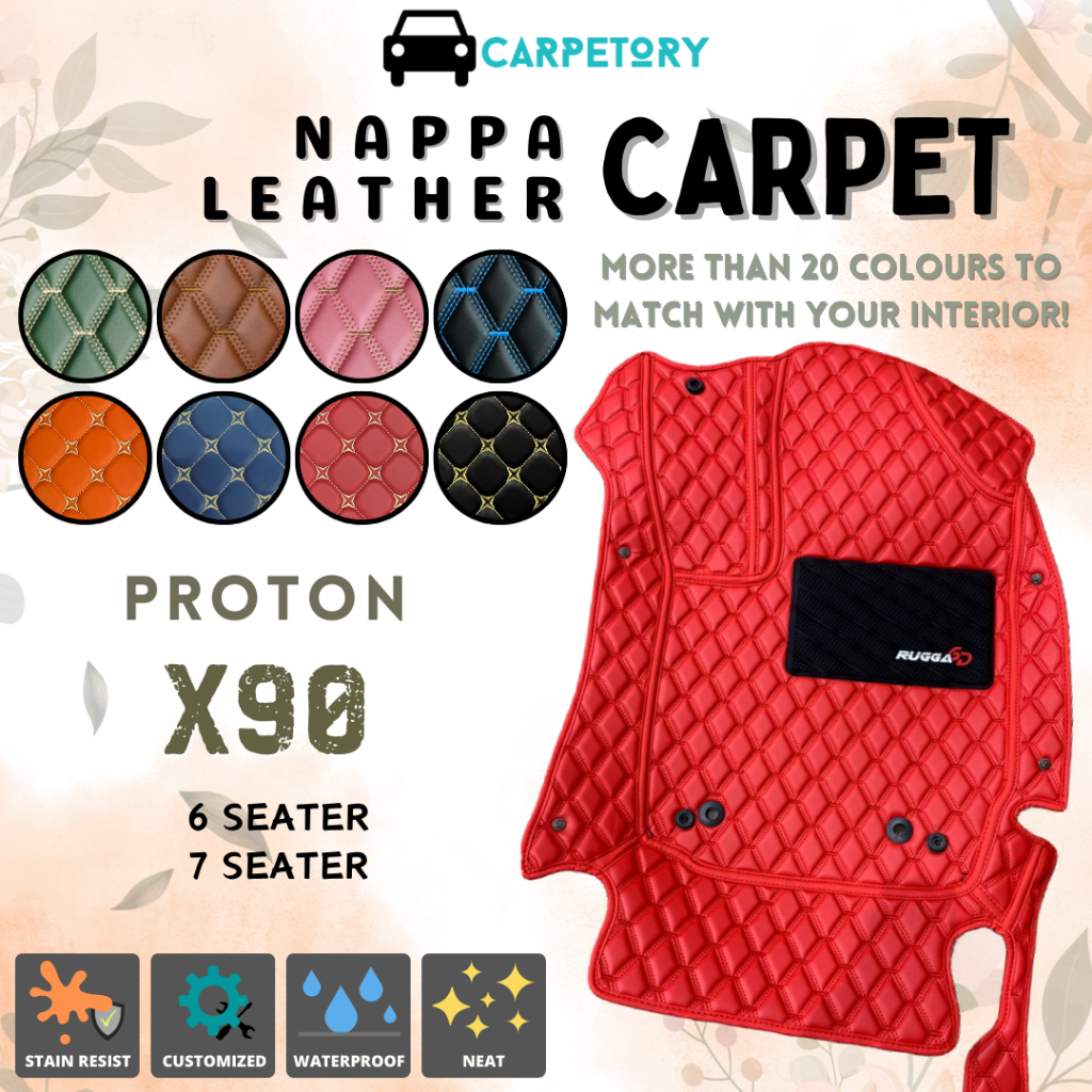 PROTON X90 5D 6D Car Floor Rear Mat Liner Carpet Custom Made PU Leather PREMIUM CARMAT | Shopee ...