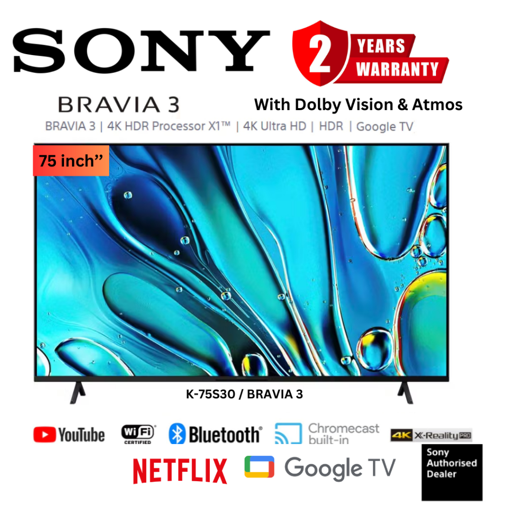 Sony Google Led TV S30 (75") K-75S30 BRAVIA 3 class LED 4K HDR Google ...