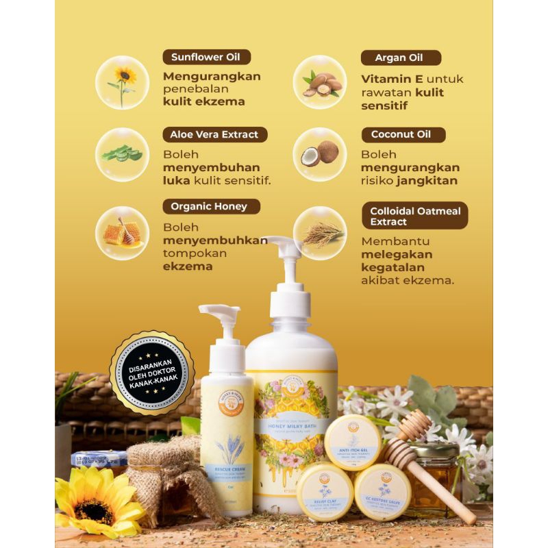 HONEY OLIVE BABY JARDIN PHARMA NEWBORN ECZEMA EKZEMA KULIT KERING DAN GATAL RELIEF CLAY MILKY ...