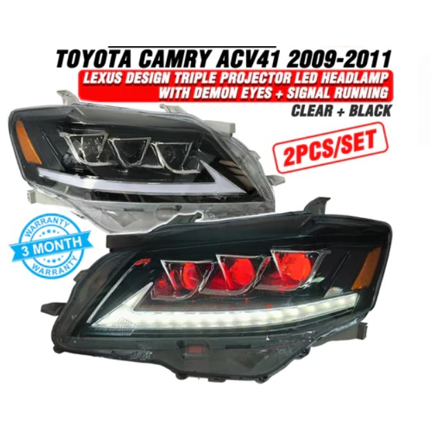Toyota Camry ACV41 2009 - 2011 ( Lexus Design ) Triple Projector Led Headlamp With Demon Eyes ...
