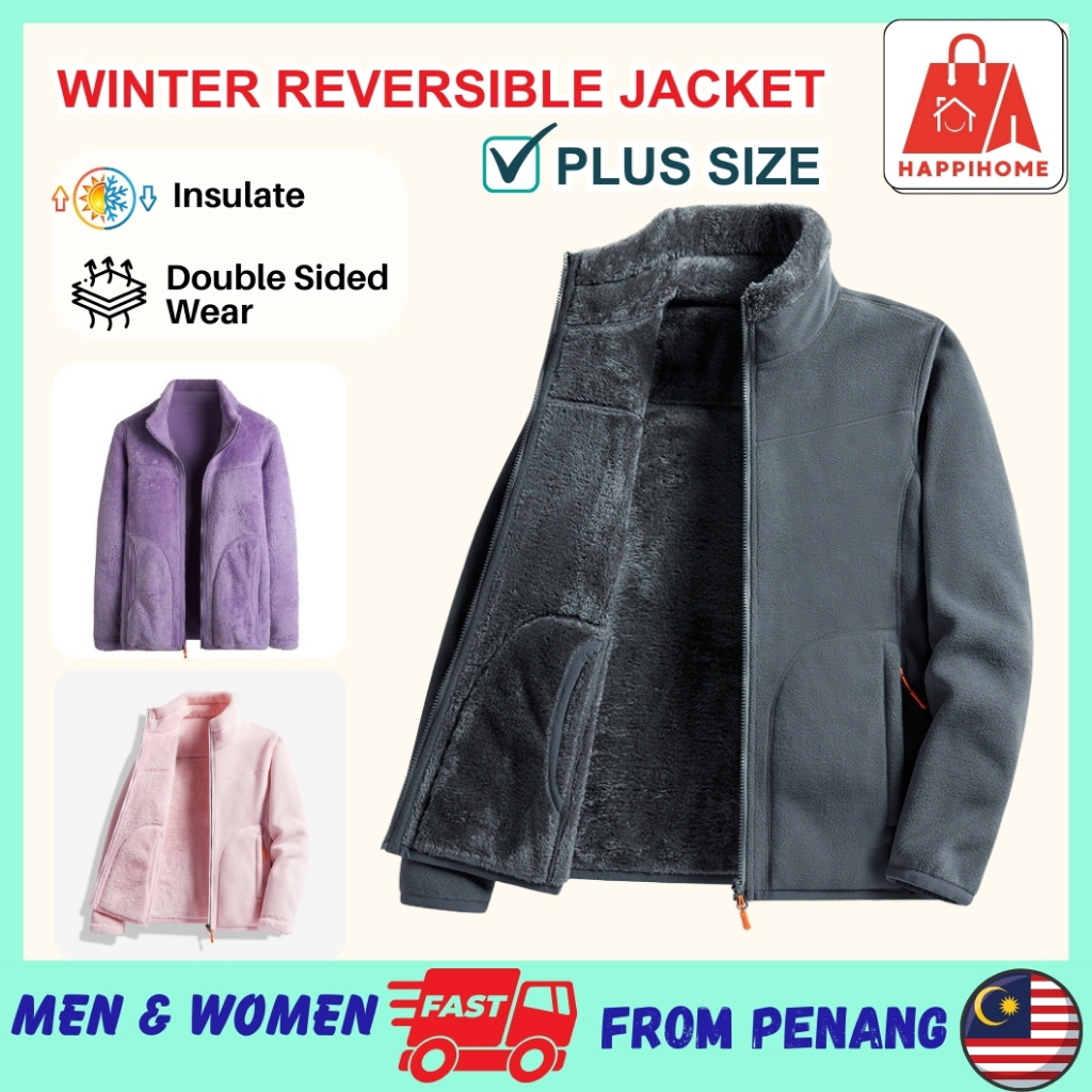 Winter Jacket Woman Reversible Autumn Fleece Jacket Woman Plus Size Men ...