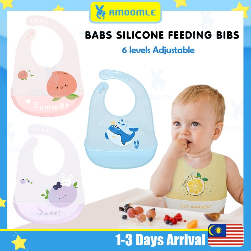 Baby Silicone Bibs Adjustable Waterproof Feeding Baby Bib Boys Girls ...