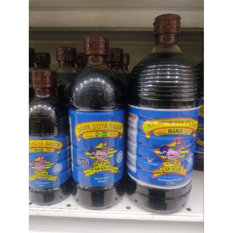 (sabah) h&w Kicap soya pekat manis cap ayam 1.3kg/630gram/330ml ...