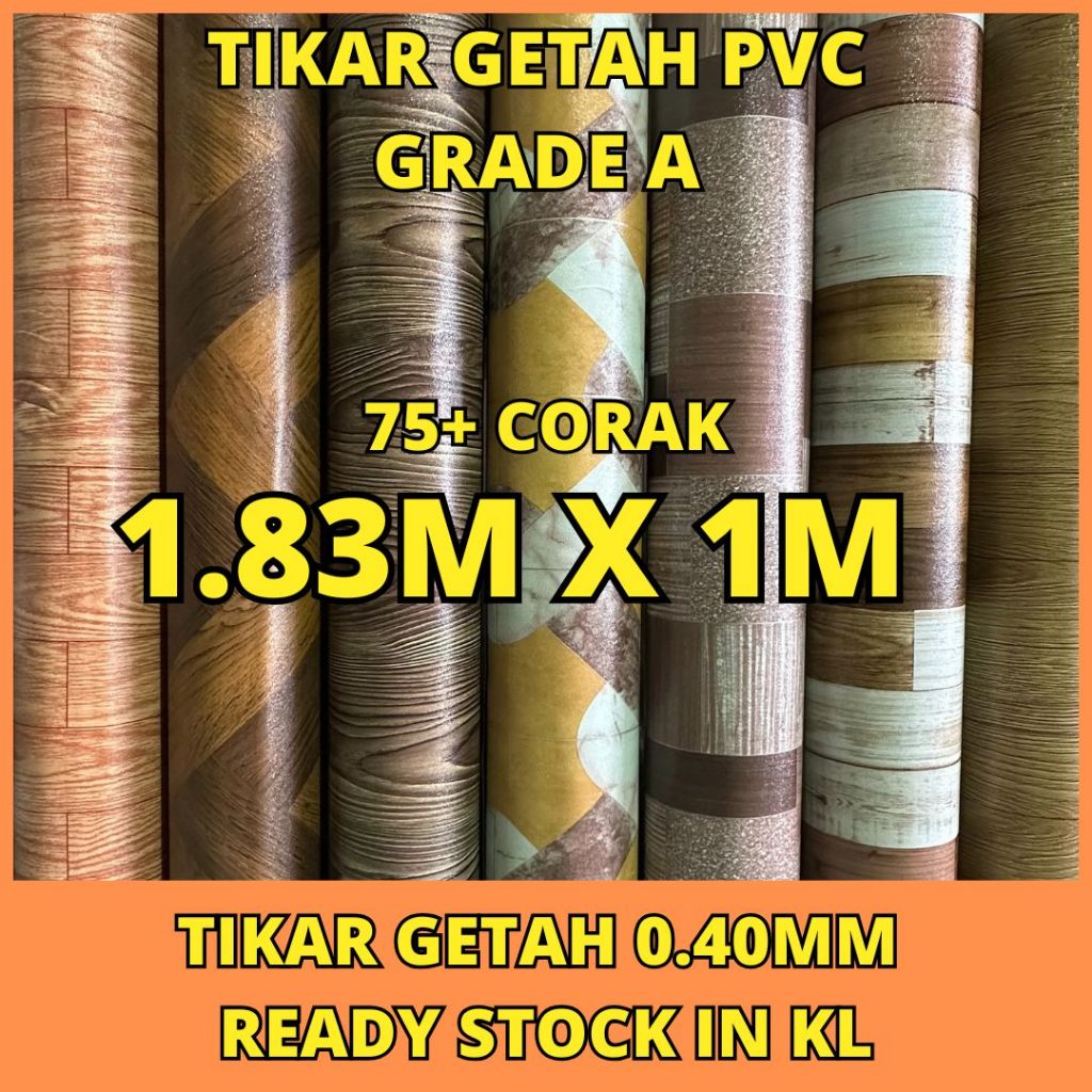 6FT Tikar Getah PVC Grade A Tebal 0.40mm 1.83M x 1 METER Flooring Roll ...