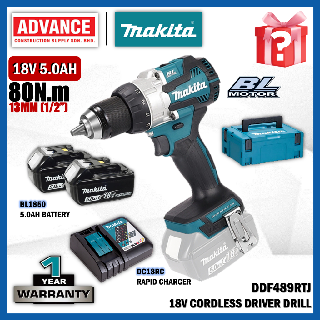MAKITA DDF489Z / DDF489RTJ 18V Cordless Driver Drill 13MM (1/2") | Shopee Malaysia