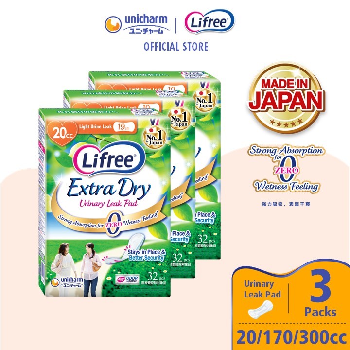 Lifree Extra Dry Urinary Leak Pad 20cc/170cc/300cc 3 packs | Shopee ...