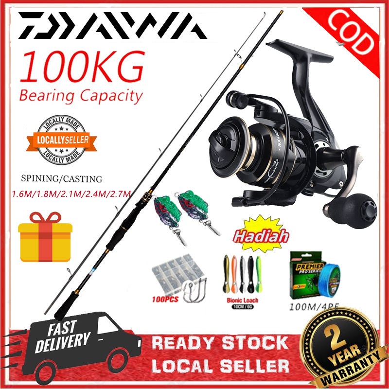 DAIWA Reel Pancing Set Portable Fishing Rod Reel Set 2 Section 12+1BB 5 ...