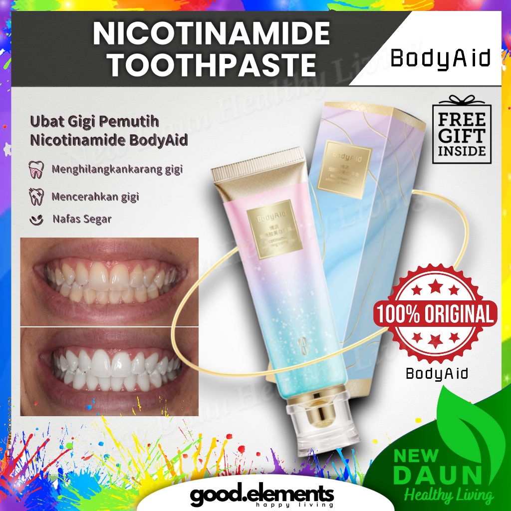 Original BODYAID Body Aid TOOTHPASTE Niacinamide Whitening Ubat Gigi ...