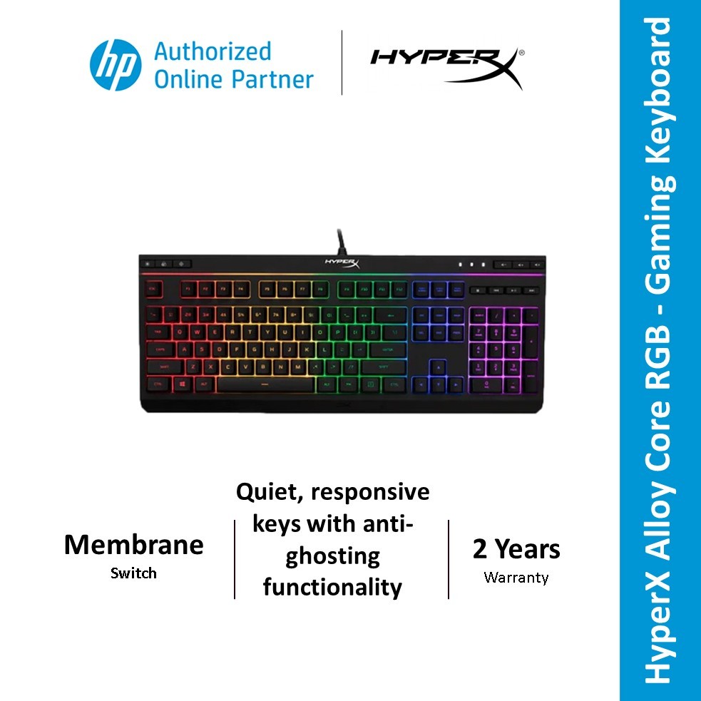 HyperX Alloy Core RGB Membrane Gaming Keyboard/Spill resistant ...