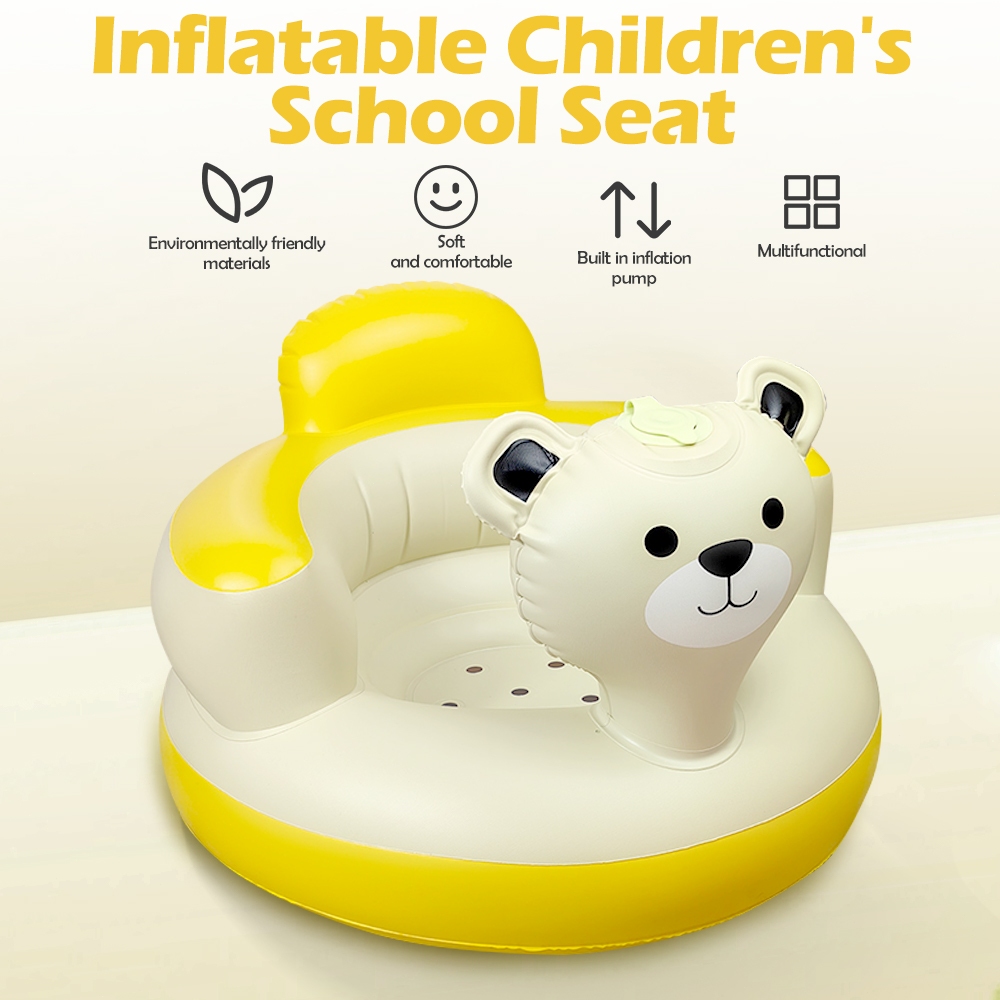 【Local】Cute Bear Baby Inflatable Chair with Plate Soft Chair Seat PVC ...