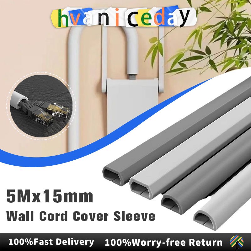 5M Wall Cord Cover Sleeve Soft Pvc Wire Hiders Protector Cable ...