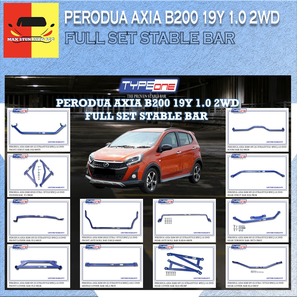 TYPE ONE 100% ORIGINAL PERODUA AXIA B200 19Y 1.0 2WD FULLSET STABLE BAR ...