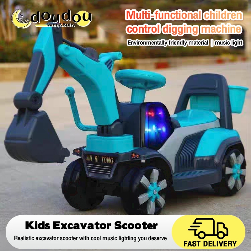 Kids Toy Excavator Scooter Pedal Excavator for Boy Children's Three ...