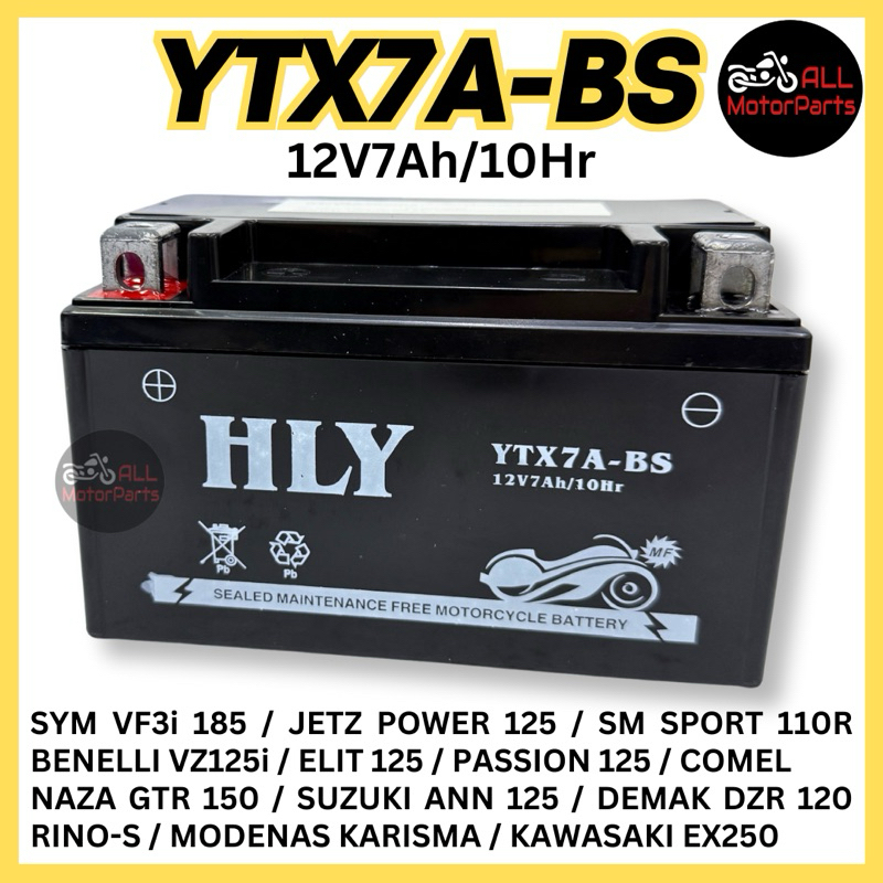YTX7A 100% THAILAND BATTERY MOTORCYCLE SYM VF3i /JET125 /SM SPORT ...