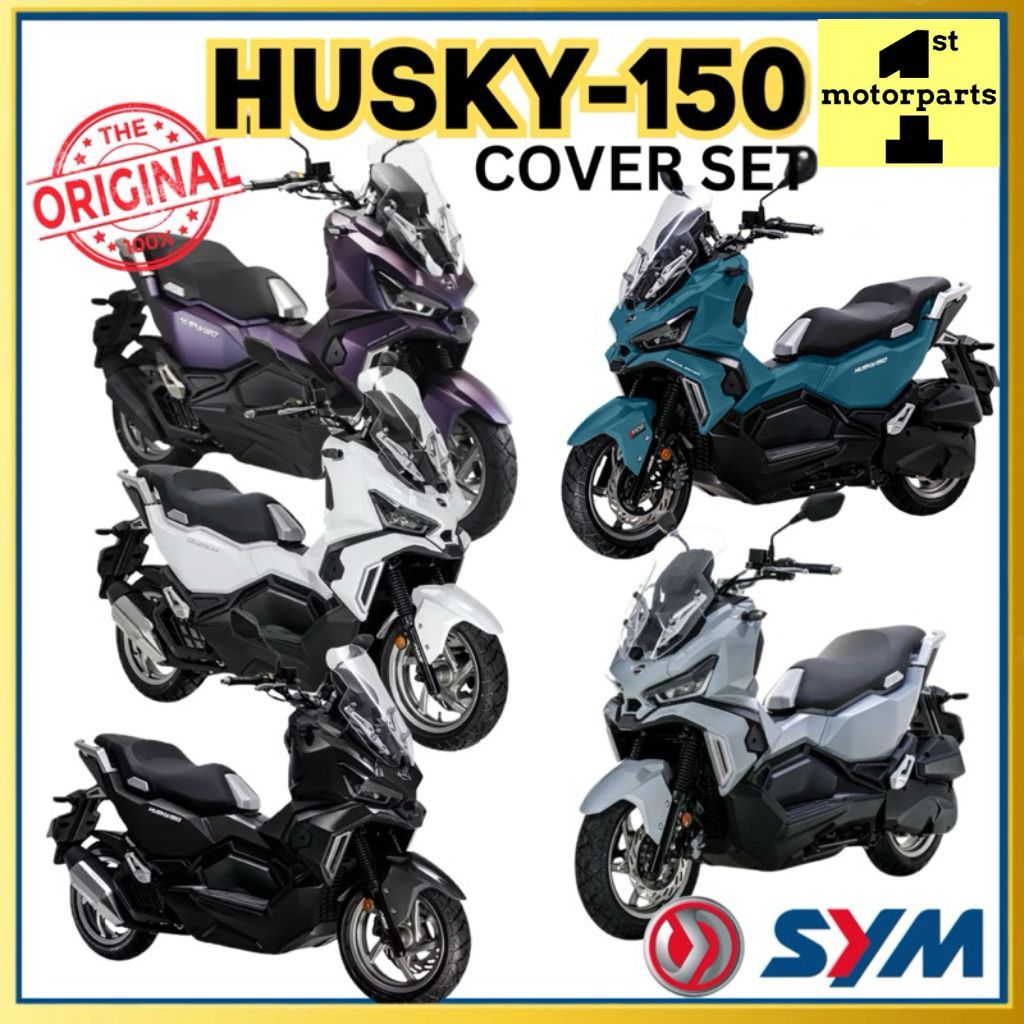 [100% ORI SYM] HUSKY150 HUSKY BODY COVER SET WITHOUT STRIPE WHITE BLACK ...