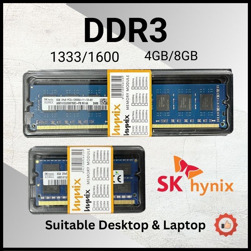 [Local Stock] SK Hynix DDR3 DDR3L 1333Mhz 1600Mhz 4GB 8GB Desktop Laptop RAM | Shopee Malaysia