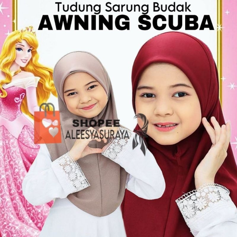 1 - 5 Tahun [Awning Scuba] Size XS Tudung Sarung Budak Comel Moscrepe ...