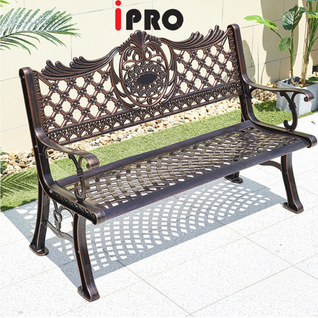 IPRO Outdoor Cast Aluminum Bench 130 & 100 cm Rust-Resistant Patio ...