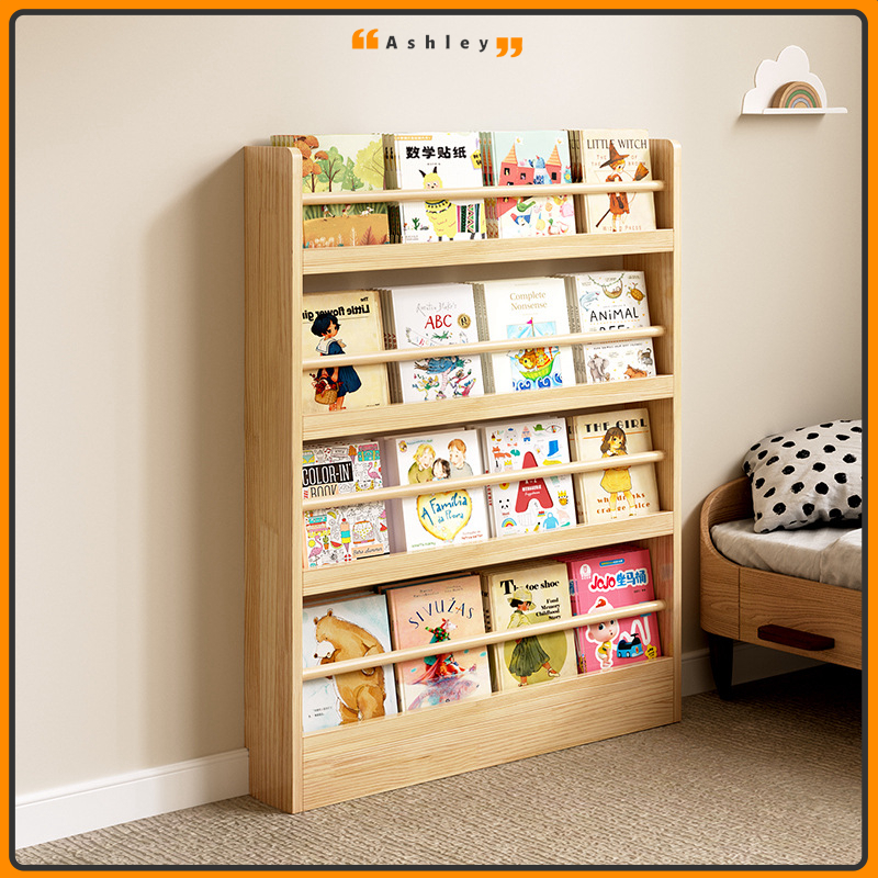 Wooden Book Shelf Rak Buku Bookcase Against Wall Book Rack Bookshelf ...