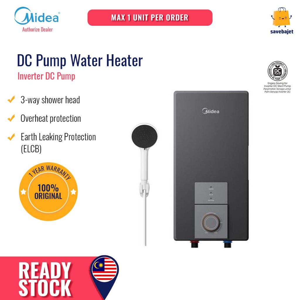 Midea Pemanas Air Segera Instant Water Heater MWH-4501MMBPMY(C)-WS ...