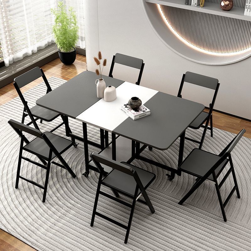 Foldable solid wood dining table, small household rectangular table ...