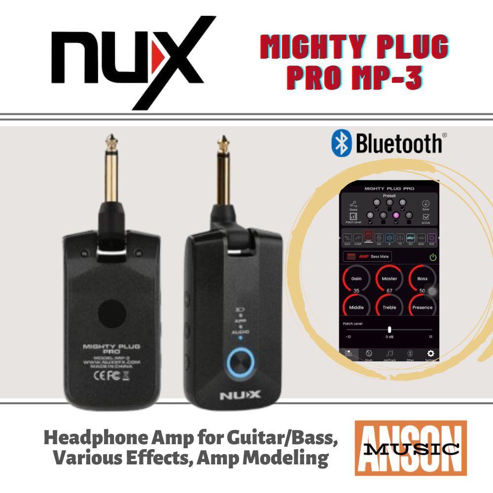 NUX Mighty Plug Pro MP-3 Headphone Amp for Guitar/Bass, Various Effects ...