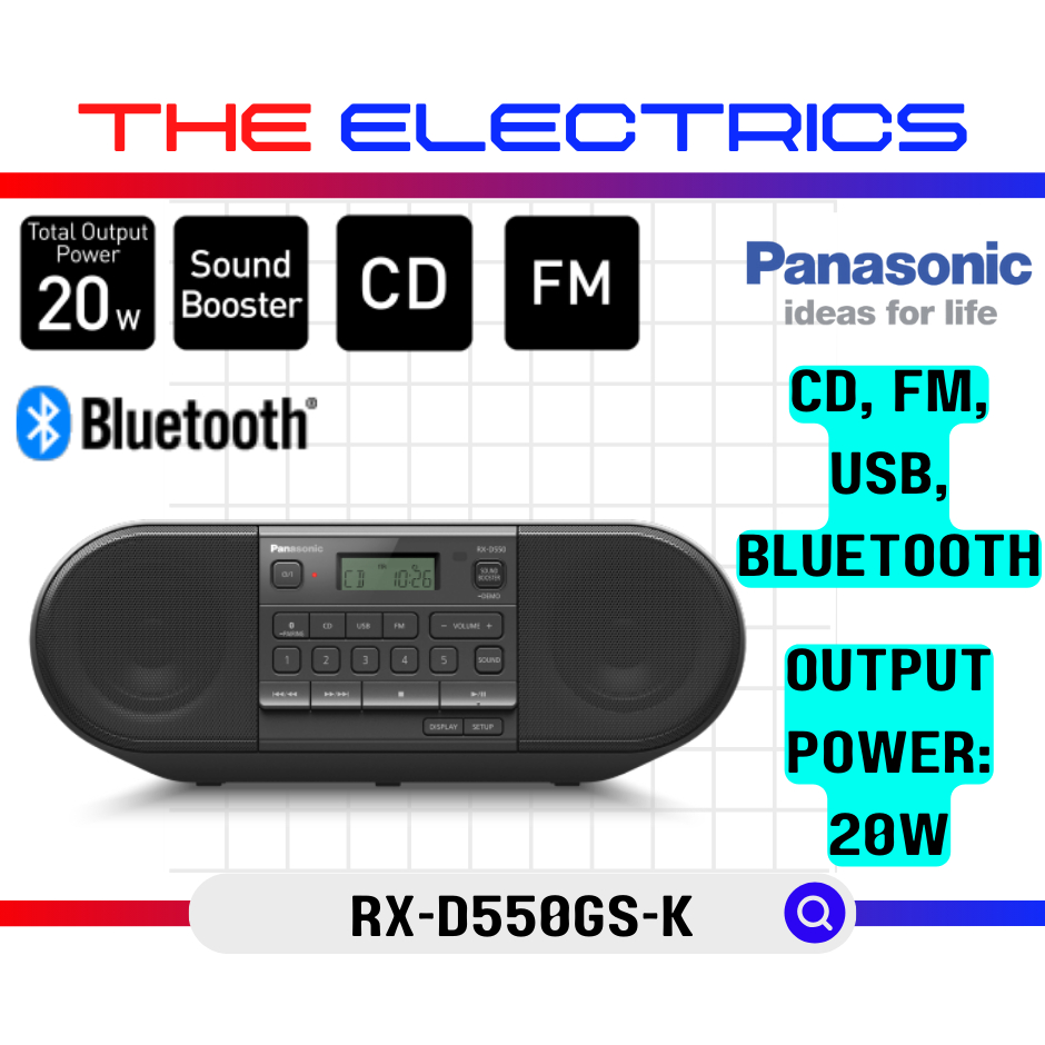 PANASONIC POWERFUL PORTABLE RADIO WITH CD, BLUETOOTH AND USB RX-D550GS ...