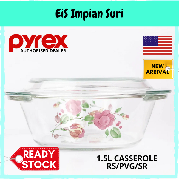 (Ready Stock!!) Pyrex 1.5L Casserole (PX-CAS1500LH) Country Rose ...