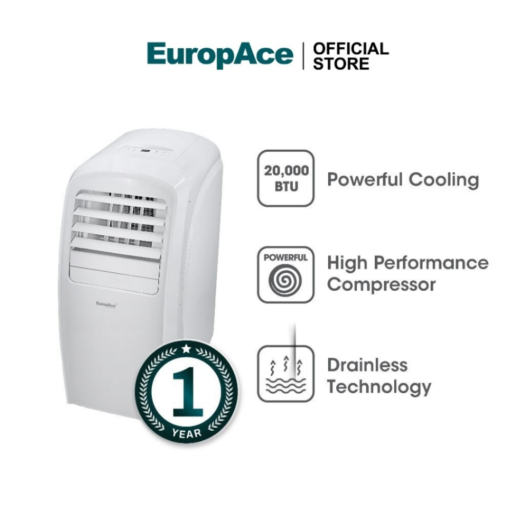 EuropAce 20K BTU Portable Aircon | EPAC 20A | 3-In-1: Aircon ...