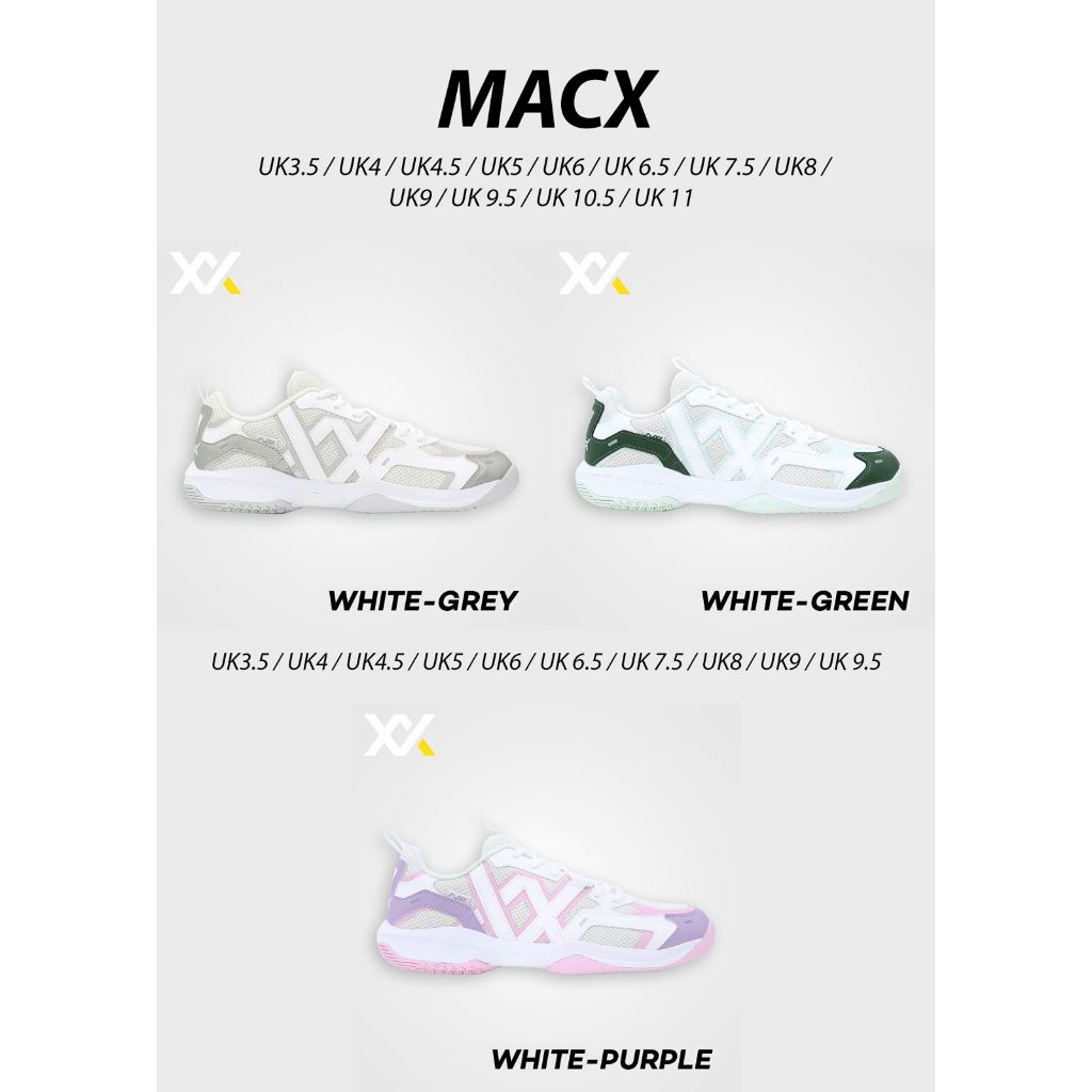 MAXX Badminton Shoes MACK (WHITE/PURPLE)(FOC SOCK) (100% ORIGINAL) New ...
