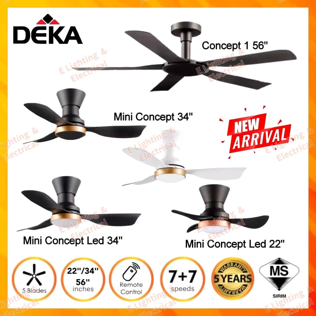 DEKA CONCEPT MINI 34"/22" Baby Fan 14Speed Kipas Siling+Lampu DC Motor ...