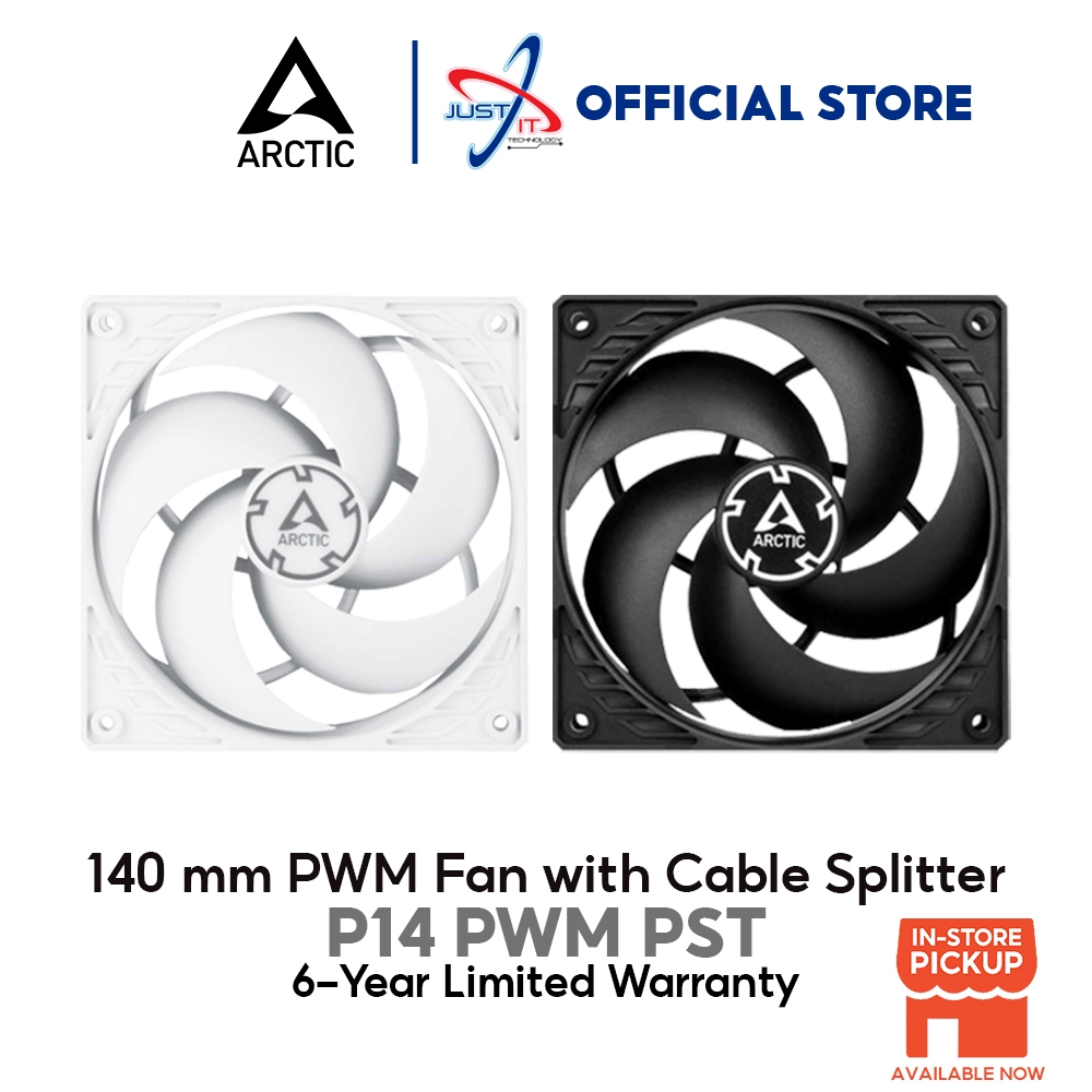 ARCTIC P14 PWM PST 140MM CASING FAN WITH CABLE SPLITTER - BLACK / WHITE ...