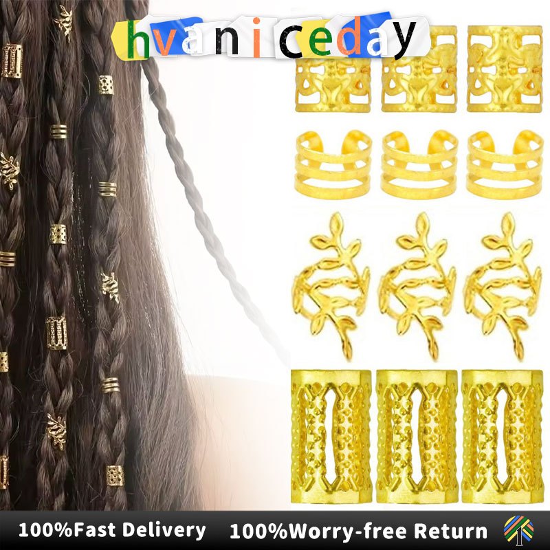 40PCS Hollow Out Hair Ring Gold Headwear Dreadlocks Beads Hair Braid ...
