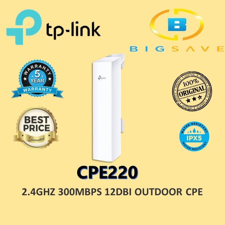 TP-LINK CPE220 2.4GHZ 300MBPS 12DBI OUTDOOR CPE | Shopee Malaysia