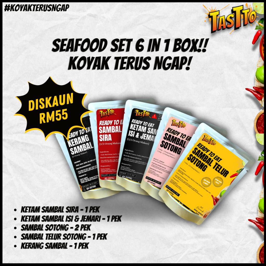 Seafood Set! Sambal Sotong (2),Telur Sotong,Ketam Sambal Sira,Ketam ...