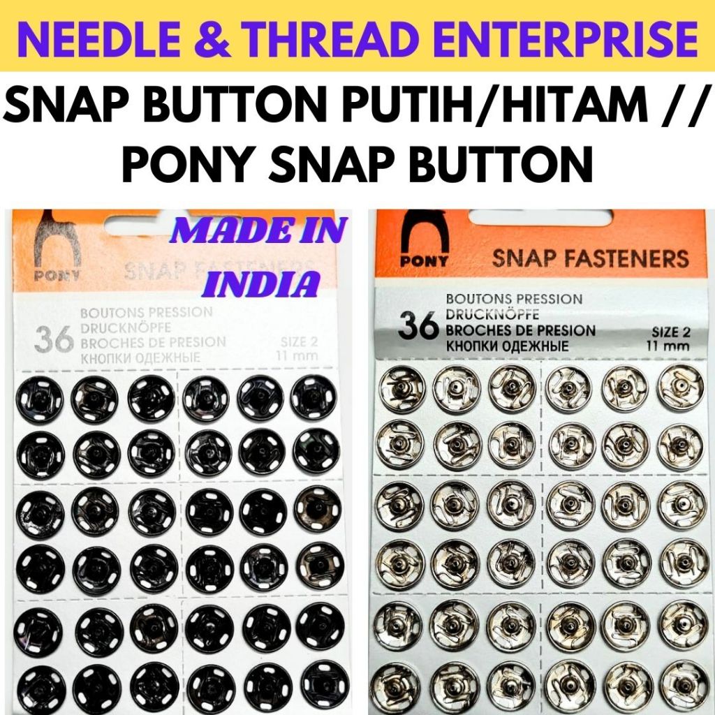 SNAP BUTTON PUTIH/HITAM // BUTANG KATUP// BUTANG KETIP// PONY SNAP ...