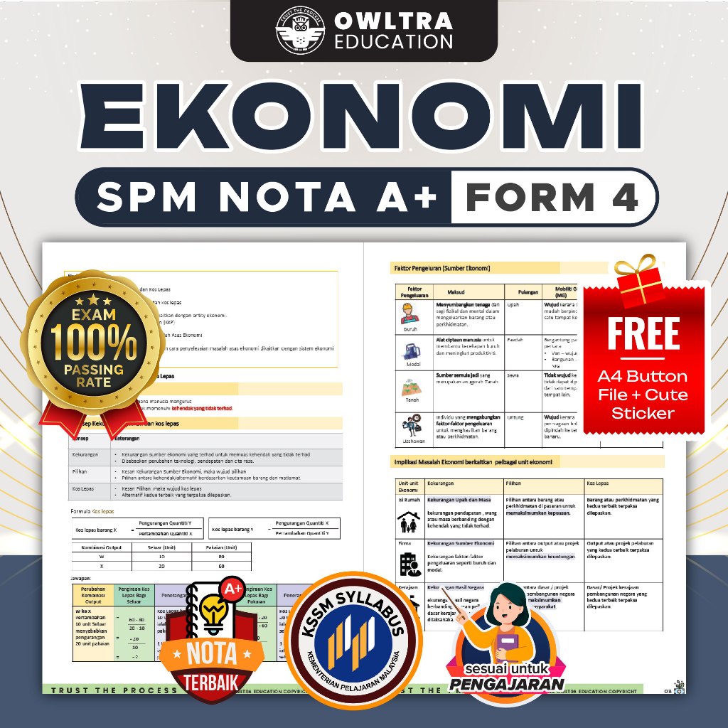 Nota Ekonomi SPM Tingkatan 4 Nota A+ (Printed Note) | Shopee Malaysia