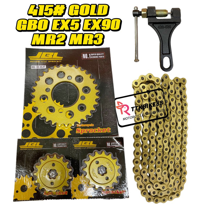 EX5 DREAM C70 GBO MR2 MR3 EX90 SPROCKET SET 415-GOLD RANTAI HEAVY DUTY ...