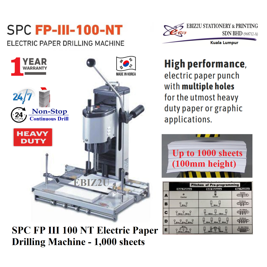 SPC FP III 100 NT Electric Paper Drilling Machine - 1,000 sheets ...